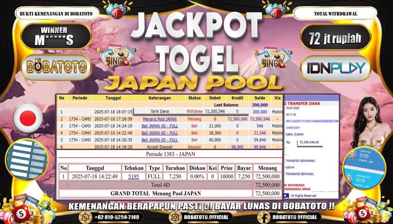 BUKTI JP BOBATOTO - BUKTI JP TERPERCAYA & TERBAIK HARI INI